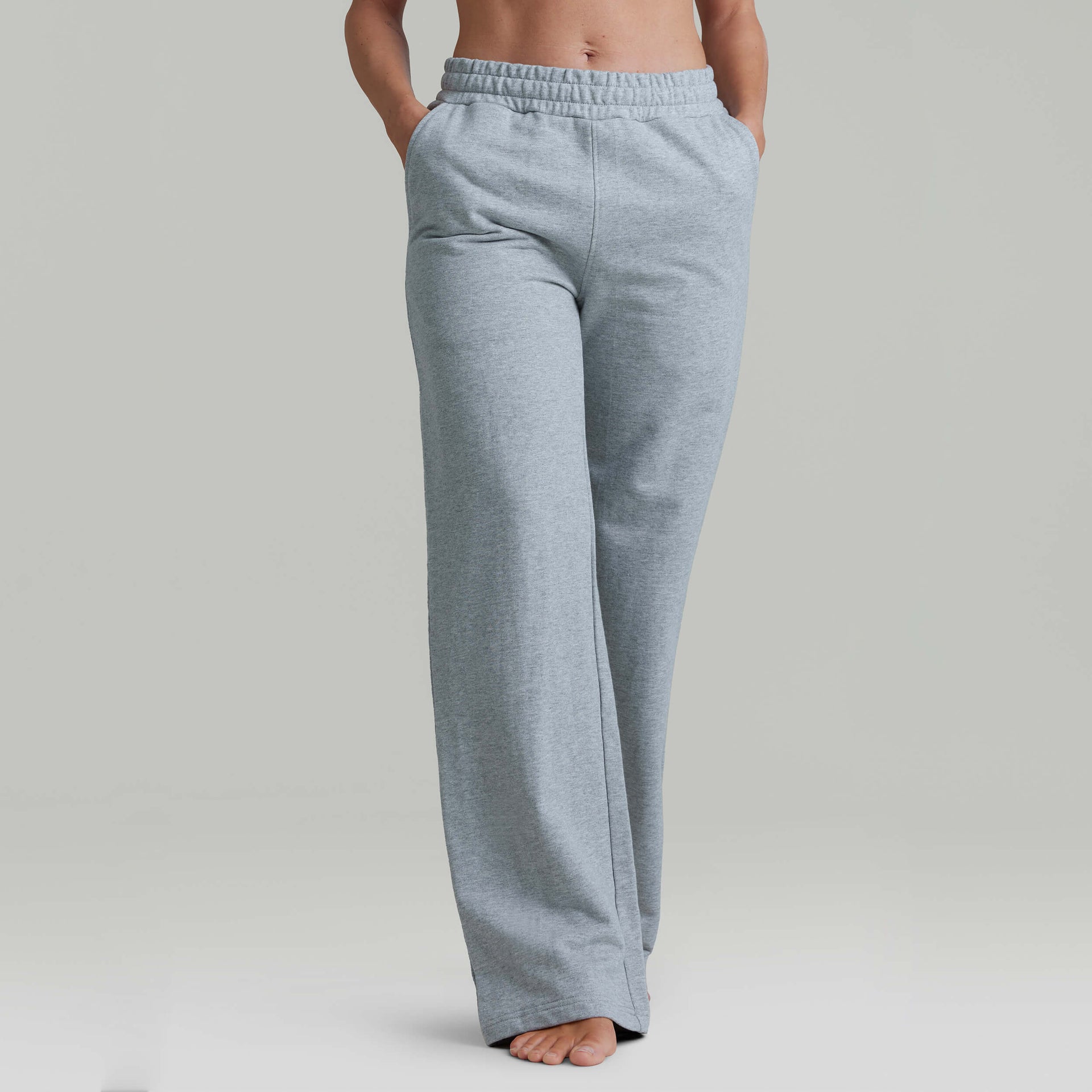 CLQ Wide Leg Trackies Grey Marle – CLIQUE Fitness